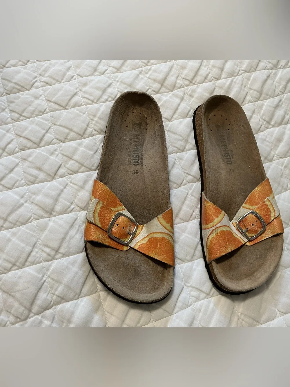 Shoes | Mephesto Sandals Size 39 In Orange Print | Poshmark